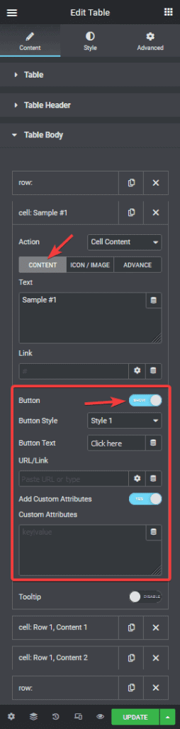 How to insert a Button inside a Cell of an Elementor Table? | The Plus ...