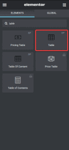 Table Elementor Widget Settings Overview | The Plus Addons for Elementor