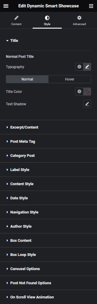 Dynamic Smart Showcase Widget Settings Overview | The Plus Addons for Elementor