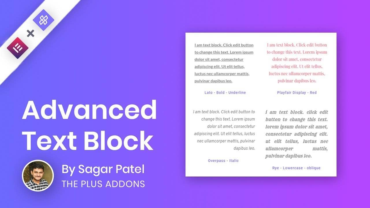 How to Setup Advance and Basic Text Content using Widget of The Plus Addons for Elementor ...