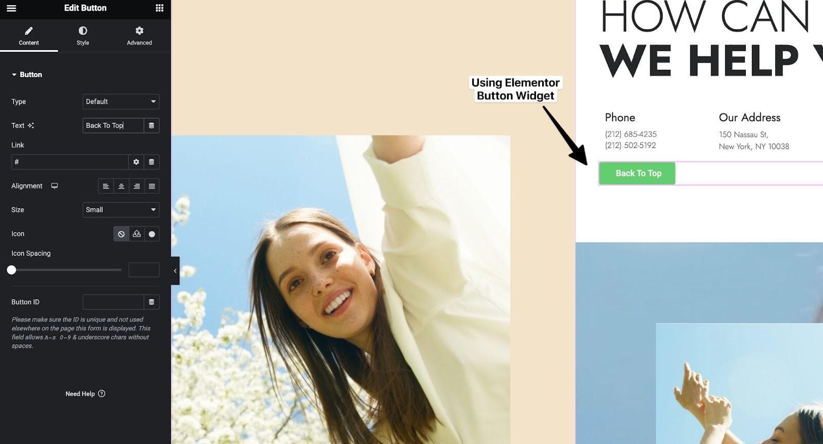 How to Create Scroll Back to Top Button in Elementor