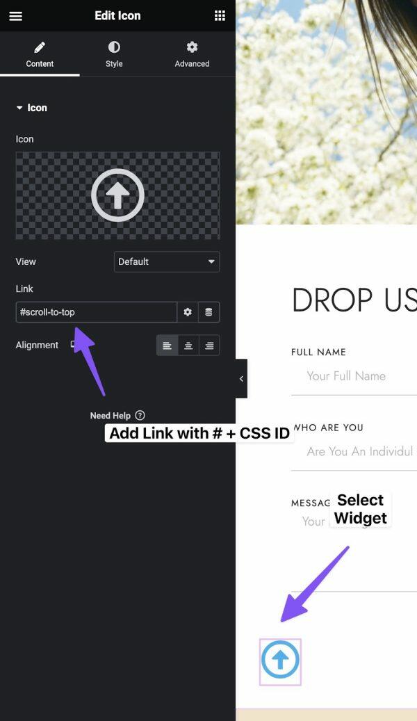 How to Create Scroll Back to Top Button in Elementor