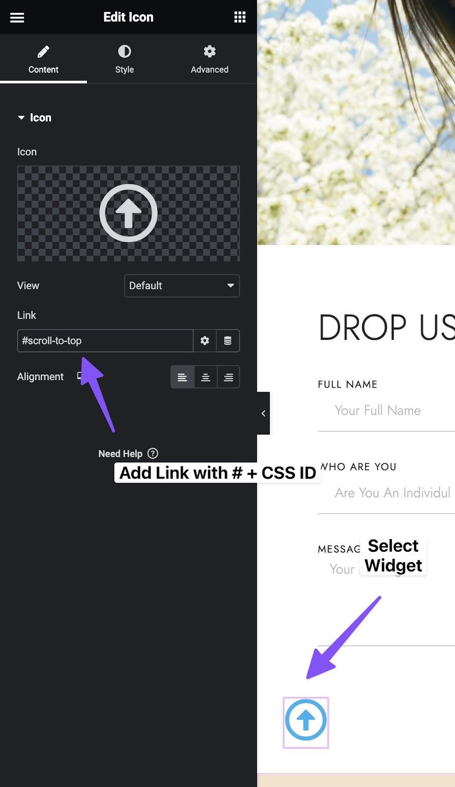 How To Create Scroll Back To Top Button In Elementor