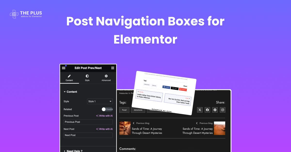 Blog Post Navigation Boxes for Elementor
