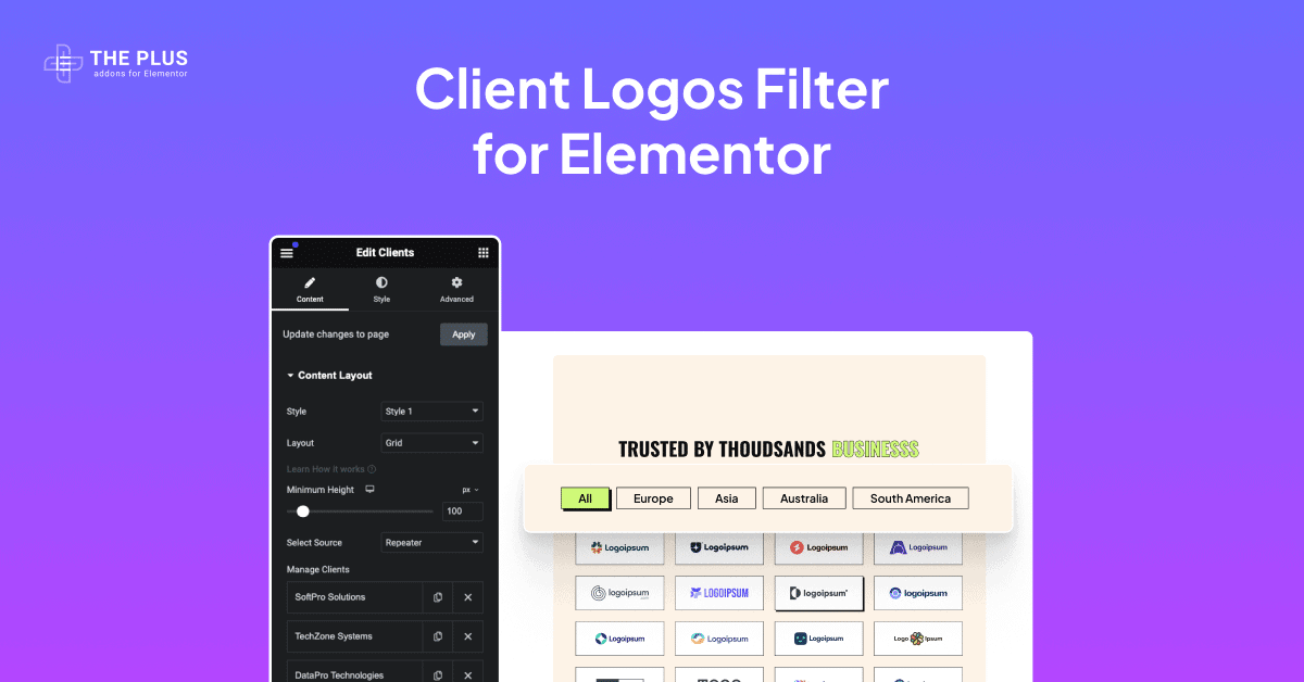 Client Logos Filter for Elementor | The Plus Addons for Elementor