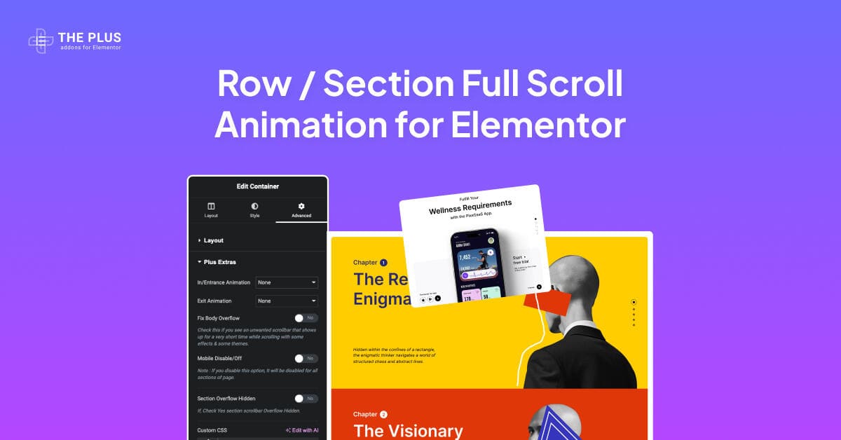 Row/ Section Full Scroll Animation | The Plus Addons for Elementor